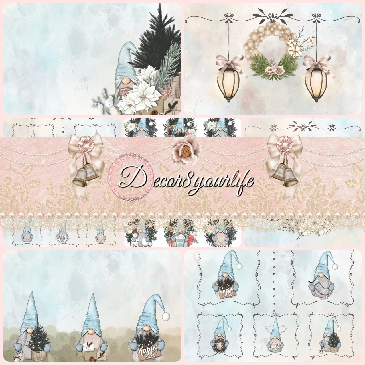 Winter Gnomes Digital Scrapbook Paper | Digital Crafting Supplies