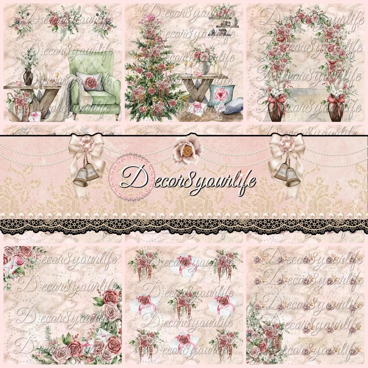 Pink Shabby Chic Paper Pack | Scrapbook DIY Craft Supplies