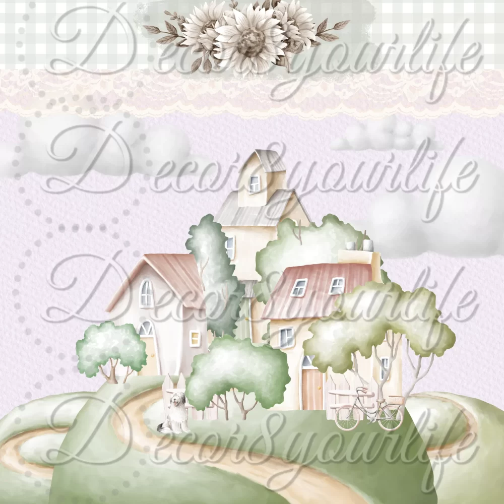 Country Cottage Scrapbook Paper by Decor8yourlife | 8.25 x 8.25