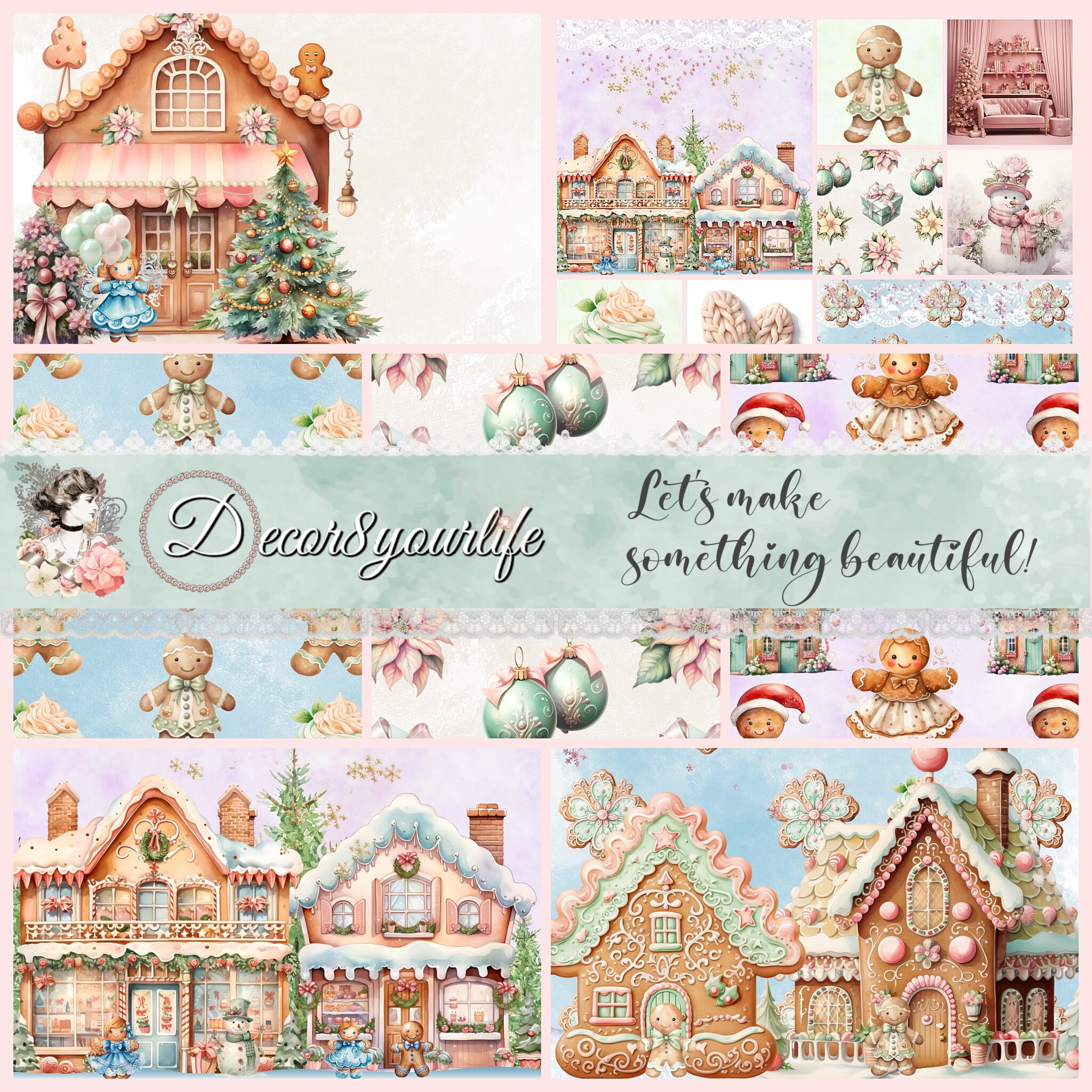 A Gingerbread Christmas Instant Download Paper Collection