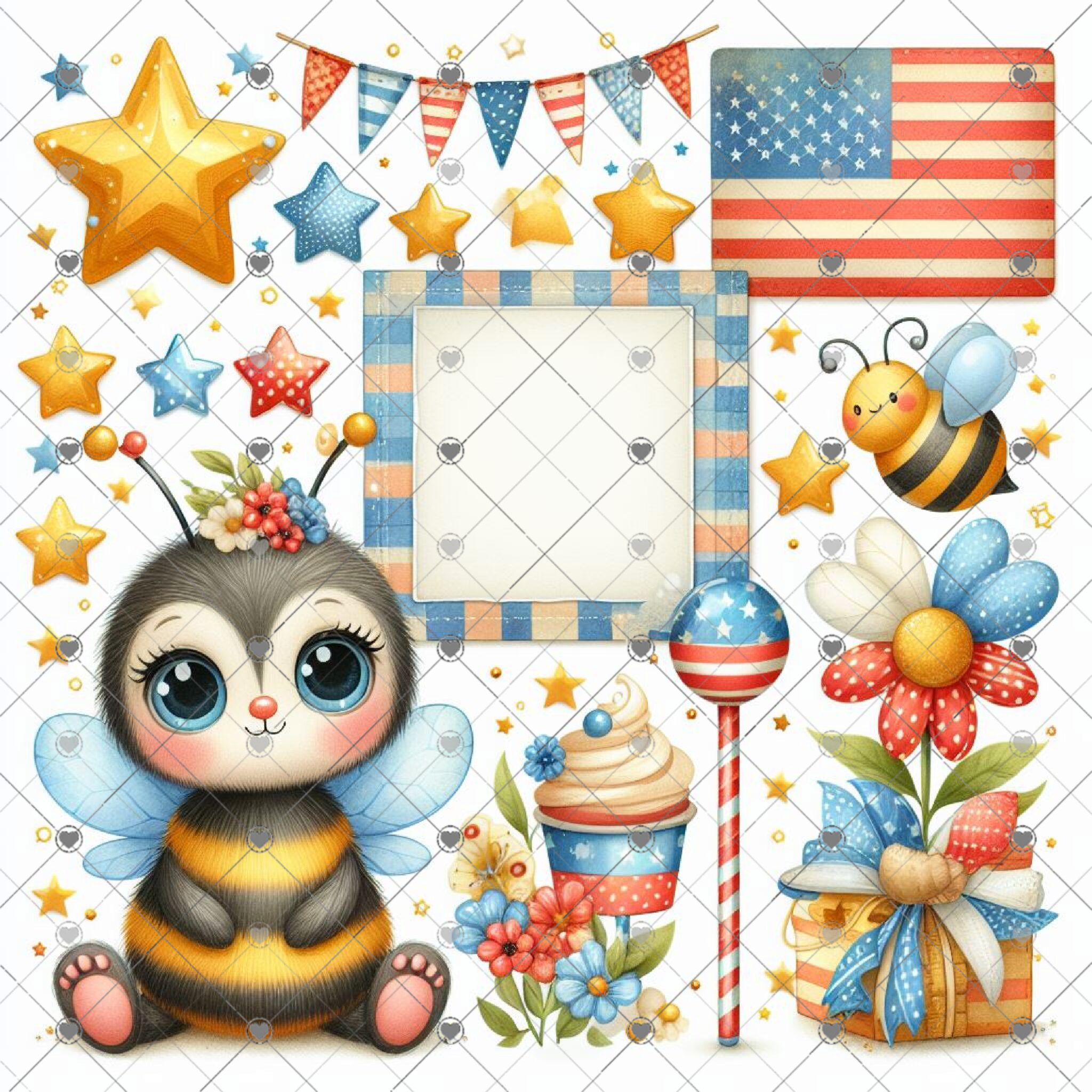 Digital Scrapbook Paper | Patriotic Theme | Summer Scrapbooking