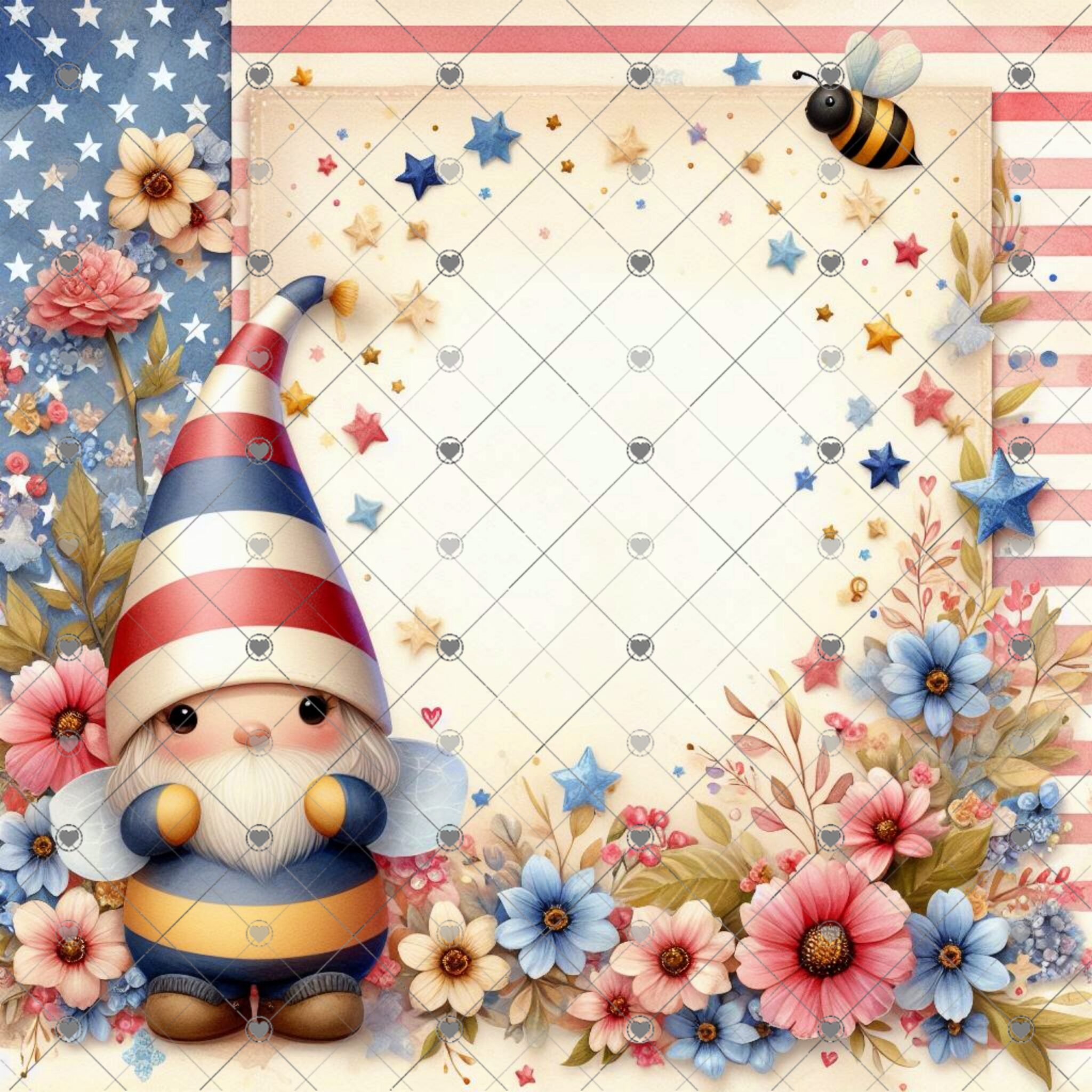 Digital Scrapbook Paper | Patriotic Theme | Summer Scrapbooking