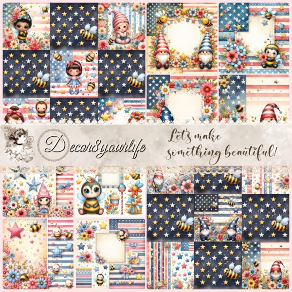 Digital Scrapbook Paper | Patriotic Theme | Summer Scrapbooking